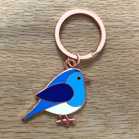 Blue Bird Enamel Keyring – chameleon and co