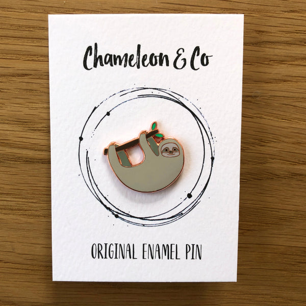 Sloth Enamel Pin Badge – chameleon and co